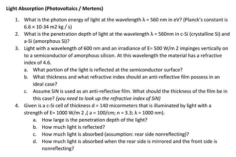 Solved What Is The Photon Energy Of Light At The Chegg