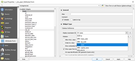 attribute table qgis relation reference display expression
