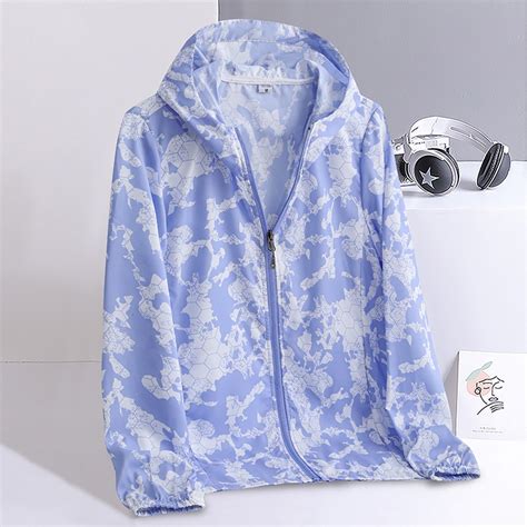 Uniqlo เสื้อแจ็กเก็ต มีฮู้ด ลายพราง ระบายอากาศ กันแดด ป้องกันรังสียูวี แบบบาง มีซิปเต็มตัว