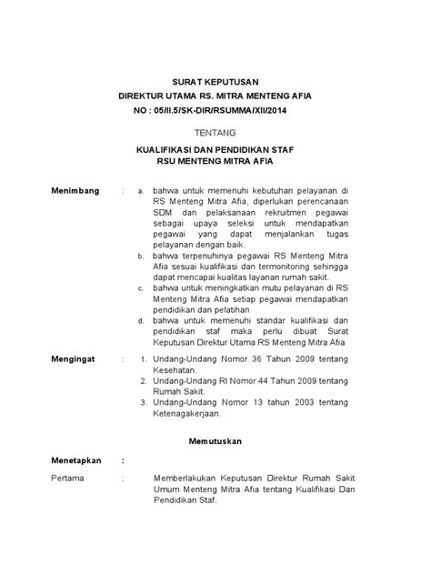 Sk Kualifikasi Dan Pendidikan Staf Pdf