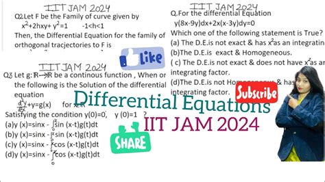 iit jam 2024 solution differential equation iit jam maths youtube