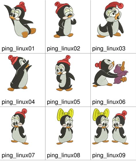 Pacote De Bordados Pinguins Linux Bordados Rl