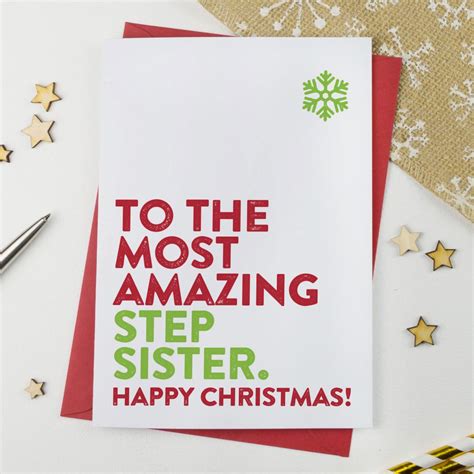 Most Amazing Step Sister Christmas Card Aisforalphabet