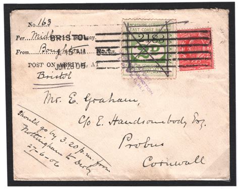 Gb Notts Ldecr Railway 2d Letter Stamp Boughton Junction Station 1906 Cover R78a Samwells