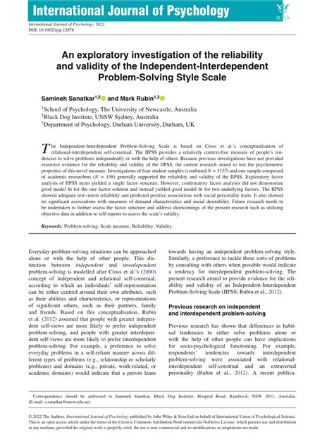 PDF An Exploratory Investigation Of The Reliability And Validity Of