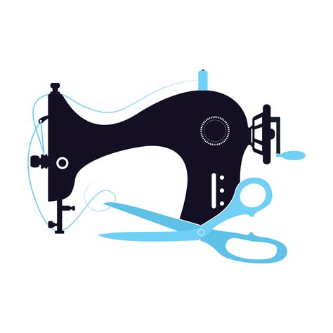 Sewing Machine And Scissors Silhouette For Sewing Vintage Stitching