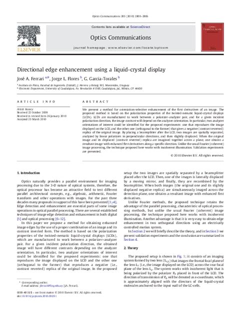 Pdf Directional Edge Enhancement Using A Liquid Crystal Display