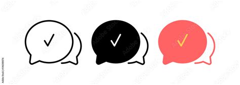 Check Mark Icon Continuous Line Check Mark Chat Bubble Approved Sign Speech Bubble Chat