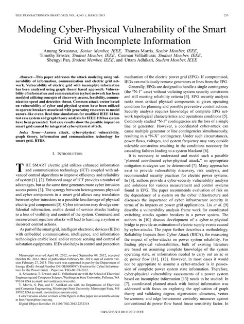 pdf modeling cyber physical vulnerability of the smart grid with