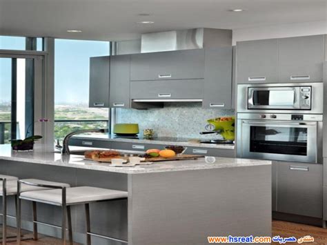 مطابخ بلت إن أمريكي رمادية اللون للمساحات الكبيرة أشيك وأحلي مطابخ بلت