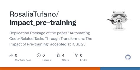 Github Rosaliatufanoimpactpre Training Replication Package Of The