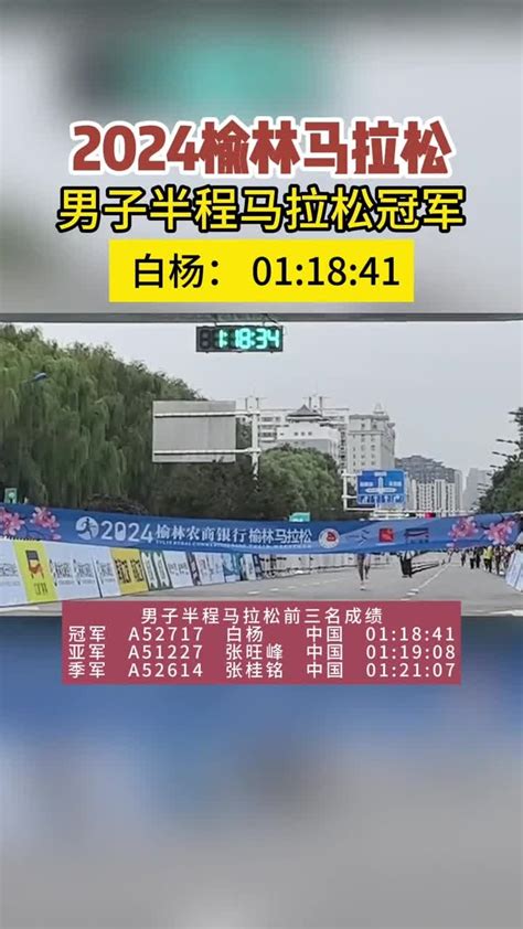 男子半程马拉松前三名成绩公布，白杨夺得男子半程马拉松冠军腾讯新闻