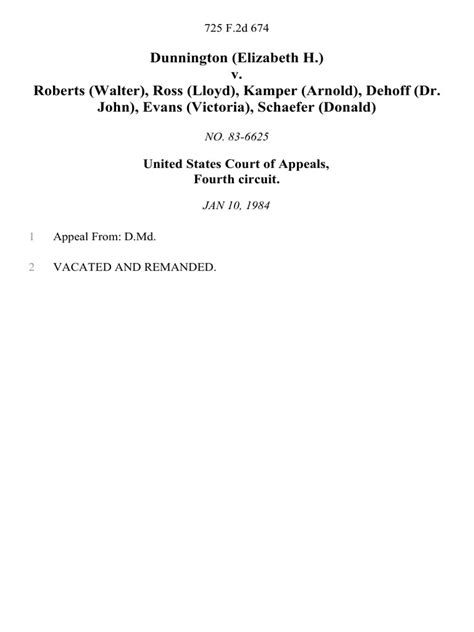 Dunnington Elizabeth H V Roberts Walter Ross Lloyd Kamper Arnold Dehoff Dr John