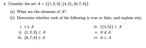 Solved 4 Consider The Set A 1 2 3 45 678