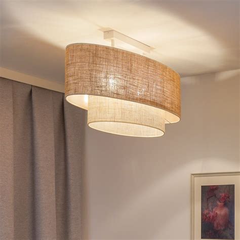 Boho Ceiling Lamp Brownbeige Length 80 Cm Fabric Uk