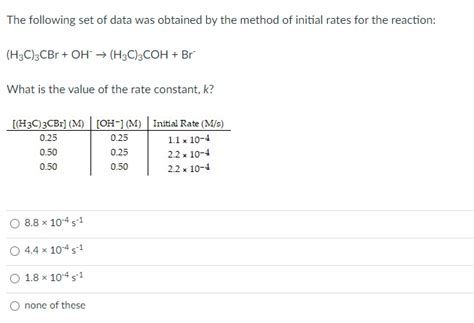 Solved The Following Set Of Data Was Obtained By The Method
