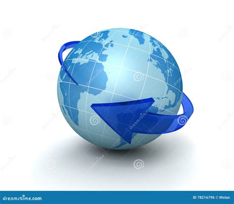 Globe Surrounding Arrow 3d Illustration Stock Illustration