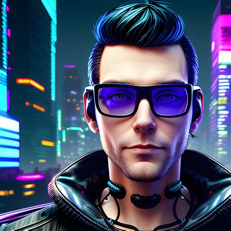 Cyberpunk American Guy Futuristic Synthcity Background Black