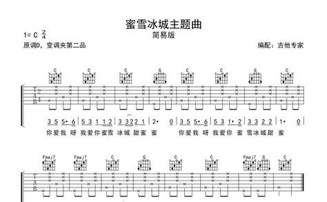 《蜜雪冰城主题曲》吉他谱c调吉他弹唱谱简易版 打谱啦