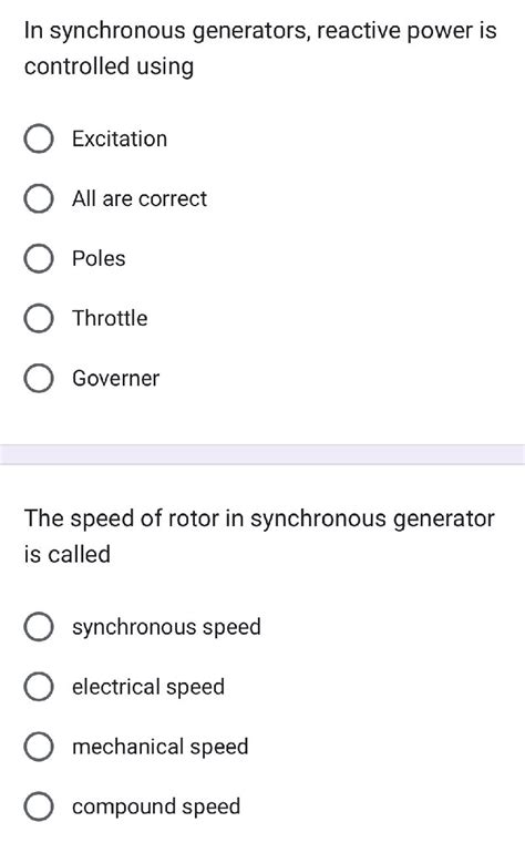 In Synchronous Generators Reactive Power Is Controlled Using Excitation All Are Correct Poles