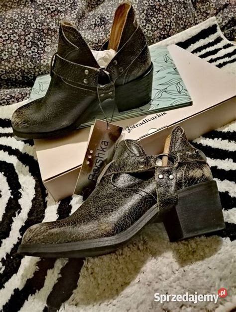NOWE botki SKÓRZANE kowbojki Obcas SKÓRA NATURALNA Bershka Leszno