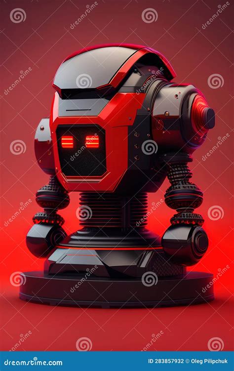 Aggressive Dangerous Robot Invader Red And Black Colors Ai Generated