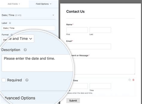 how to customize the date time field in wpforms