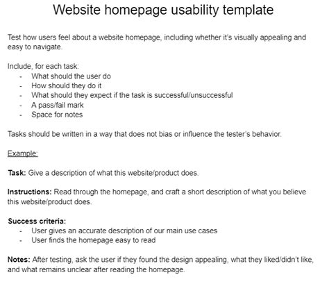 Usability Testing Templates Checklist Examples