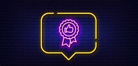 긍정적 인 피드백 라인 아이콘입니다 수상 메달 표시 네온 불빛 말풍선 벡터 인센티브에 대한 스톡 벡터 아트 및 기타 이미지