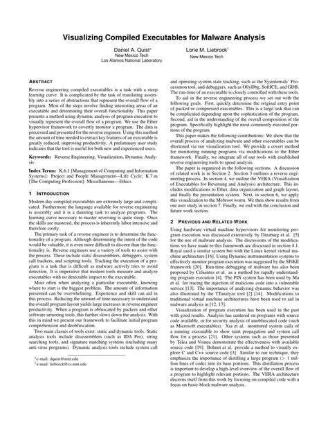 Pdf Visualizing Compiled Executables For Malware Analysis