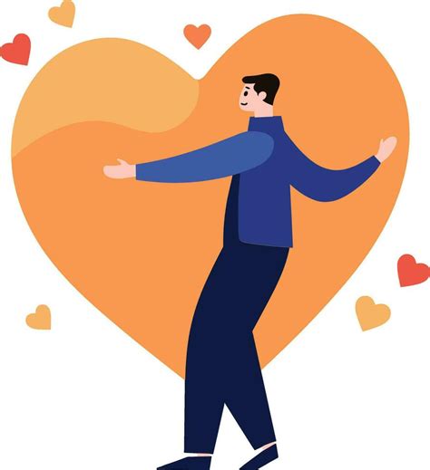 A Man Hugging Big Heart In Flat Style Isolated On Background 36893567