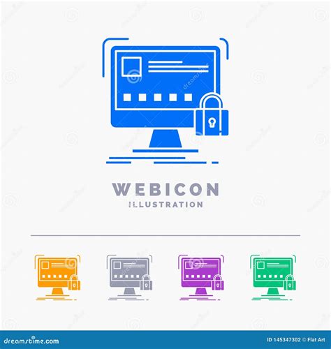 Protect Protection Lock Safety Secure 5 Color Glyph Web Icon