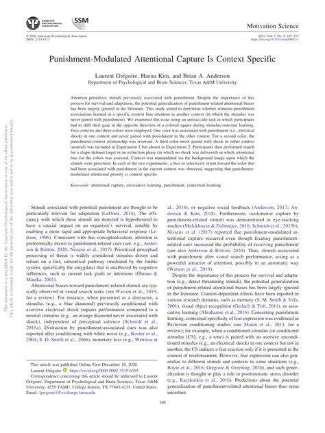 Punishment Modulated Attentional Capture Is Context Specific Request Pdf