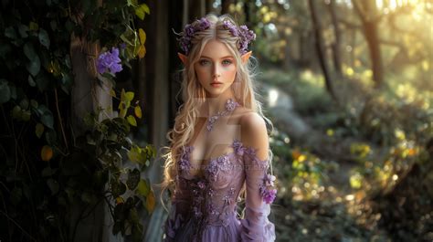 The Pretty Elf In Purple Dress By Wellowr On Deviantart