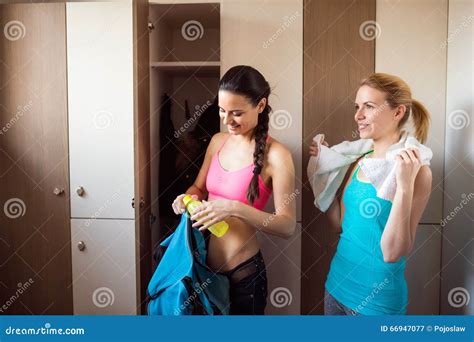 Woman In Sport Clothes In Locker Room Stock Photography Cartoondealer