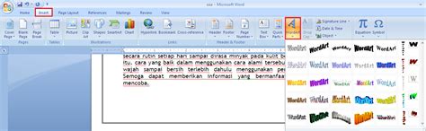 Cara Membuat Word Art Atau Tulisan 3D Di Ms Word 2007 Panduan Belajar