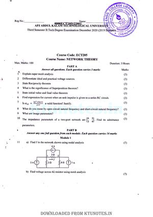Network Theory ECT205 KTU Studocu