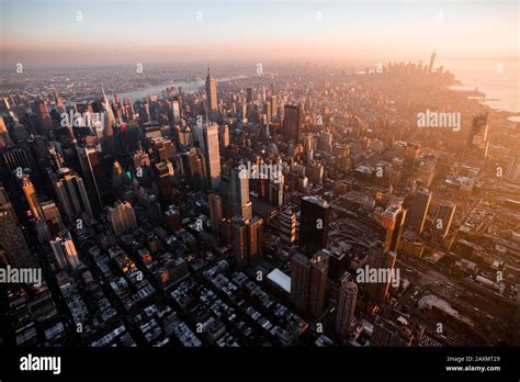 Sunset Over Hudson Yards And Midtown Manhattan New York City Stock Photo Alamy