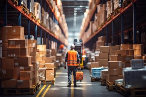Premium Ai Image A Large Warehouse With Rows Of Multiple Stacks Of