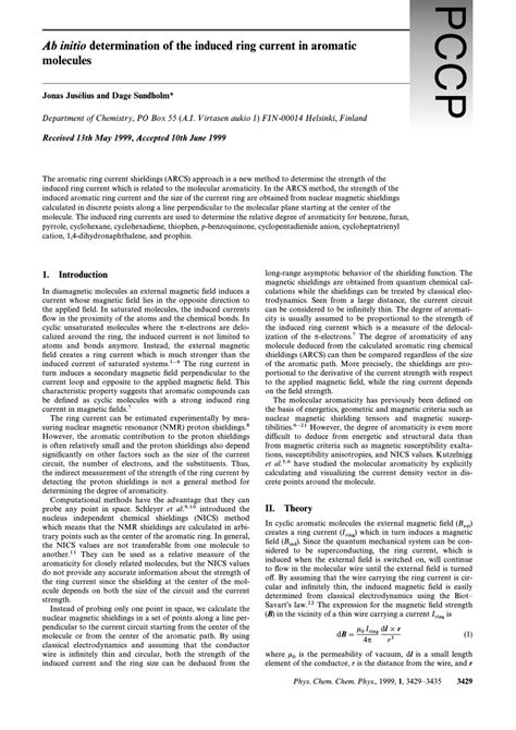 Pdf Ab Initio Determination Of The Induced Ring Current In Aromatic Molecules
