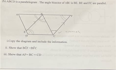 Solved B ﻿abcd Is A Parallelogram The Angle Bisector Of