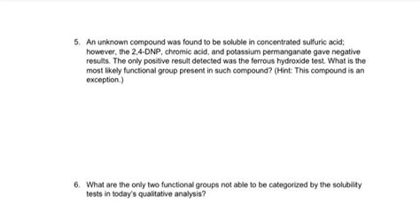 Solved PRELAB QUESTIONNAIRE Qualitative Organic Analysis Chegg Com