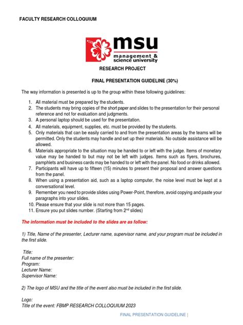 Research Project Final Presentation Guidelines Pdf