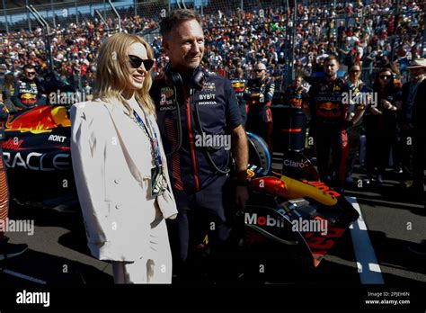 Melbourne Australia Nd Apr Kylie Minogue AUS Christian Horner GBR Oracle Red Bull