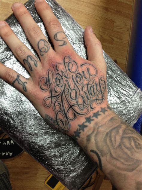 Hand Script Letter Tattoos On Hand Hand Written Tattoos Hand Tattoo