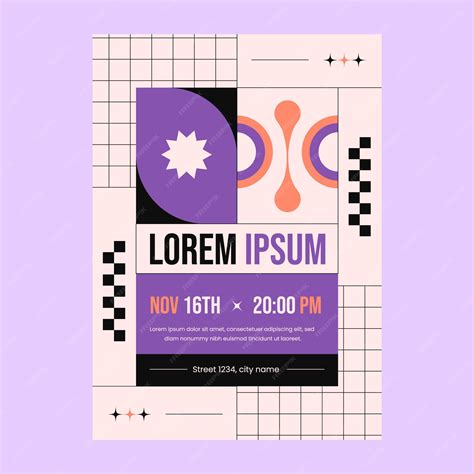 Plantilla De Póster De Cuadrícula De Diseño Plano Vector Premium