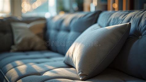 Photorealistic Image Of A Cushion Slightly Sunken On Couch Stock