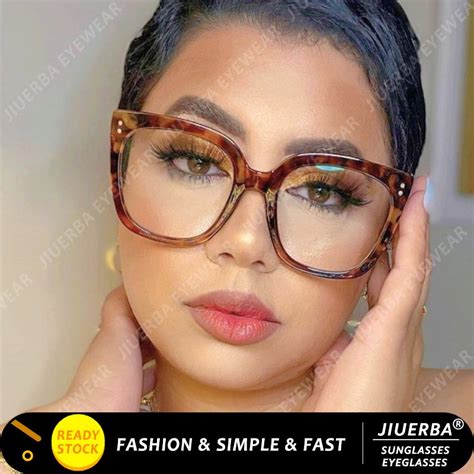 Jiuerba Replaceable Lens Vintage Fashion Oversized Square Frame Eyeglasses Western Fashion