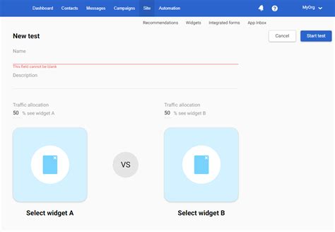 using a b tests for widgets