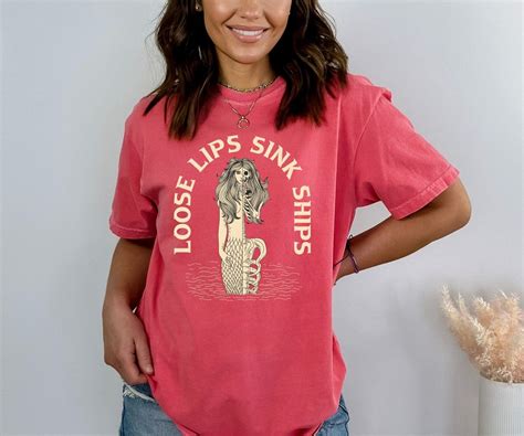Mermaid Pirate Shirt Skeleton Sailor Tee Gossip Lies Shhh Ship Captain Boat T Shirt Loose Lips